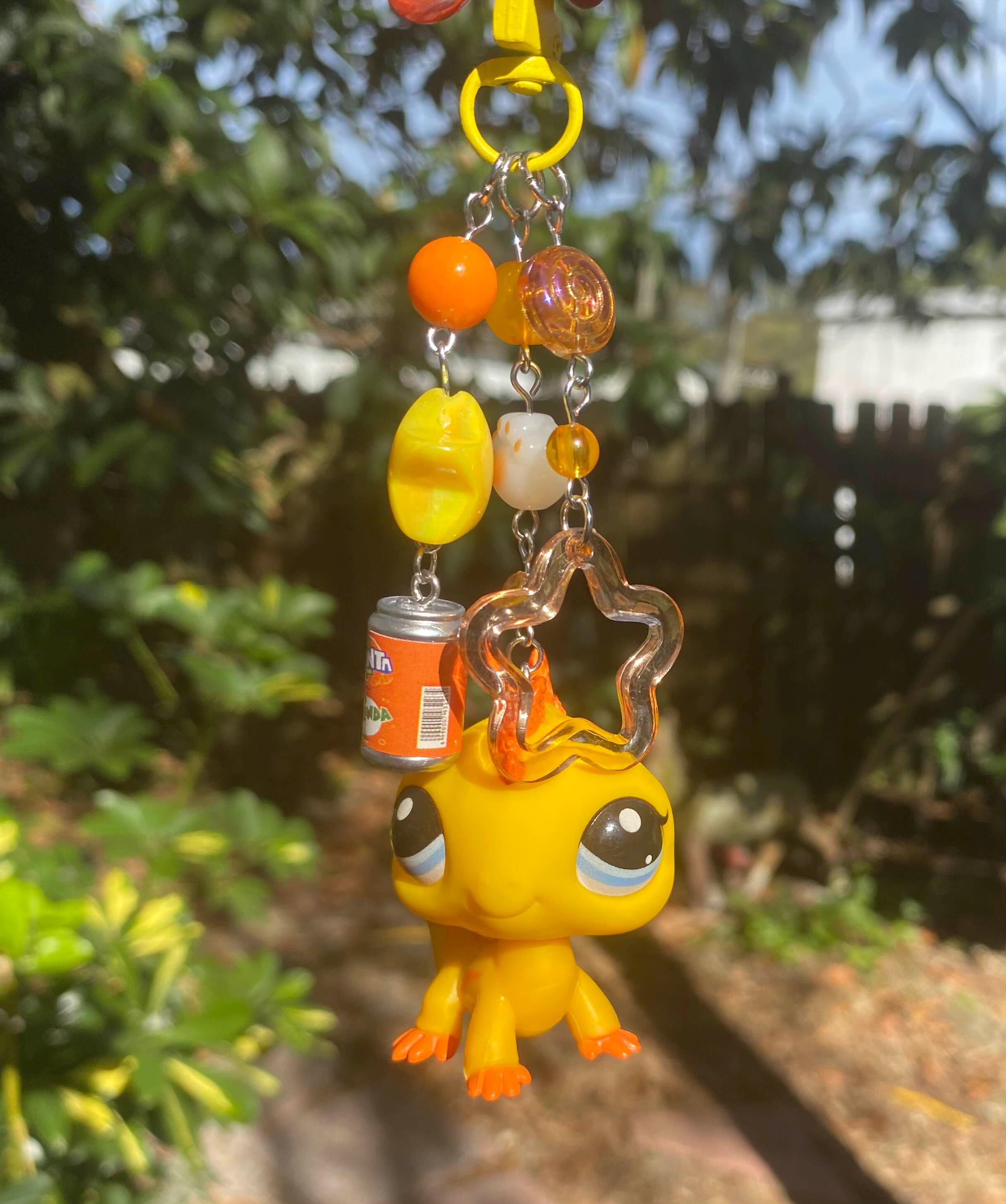 LPS Gen 7 Littlest Pet Shop Beaded Keychain Yellow Lizard Cute Keychain ...