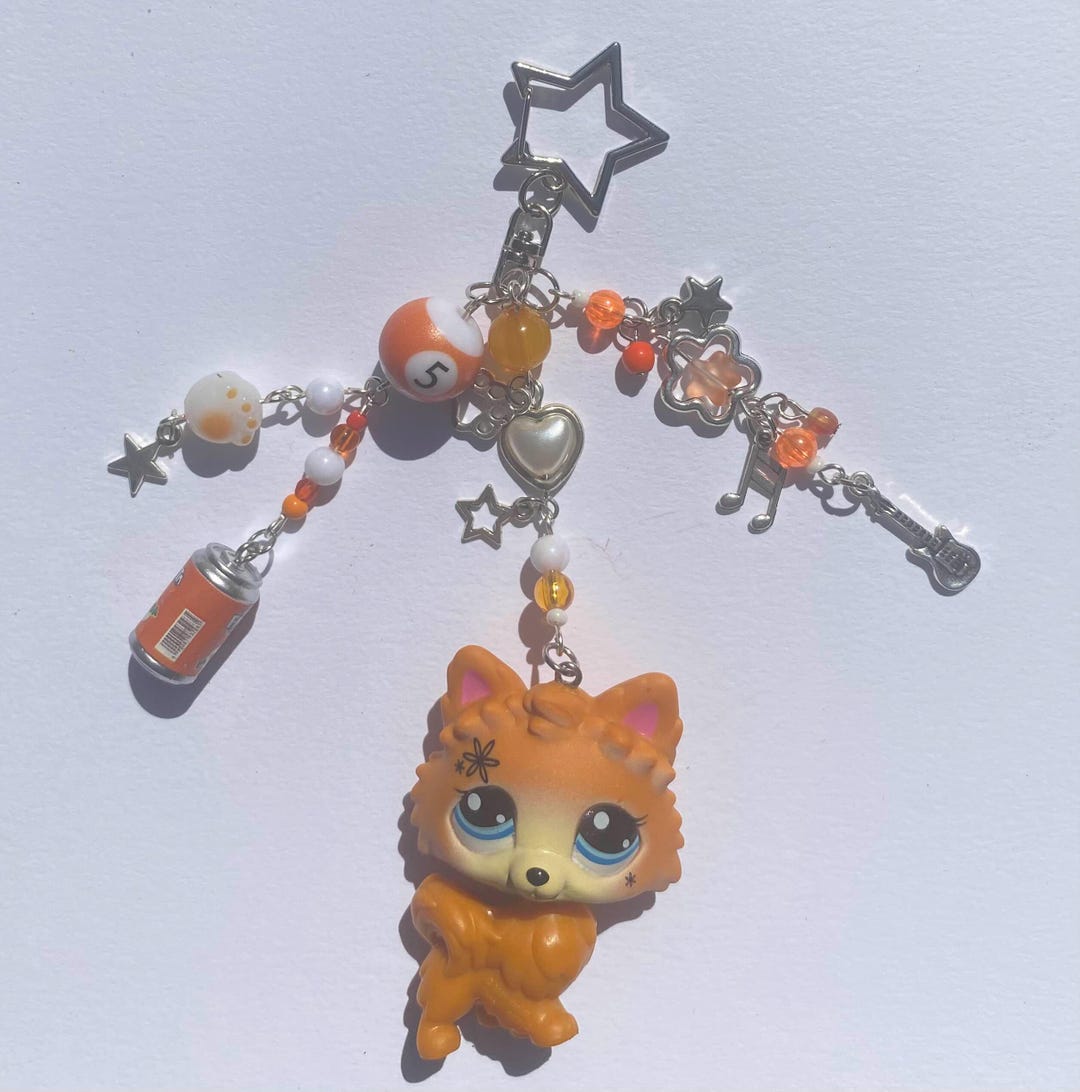 LPS Gen 7 Littlest Pet Shop Beaded Keychain~ Pomeranian; Cute Keychain ...