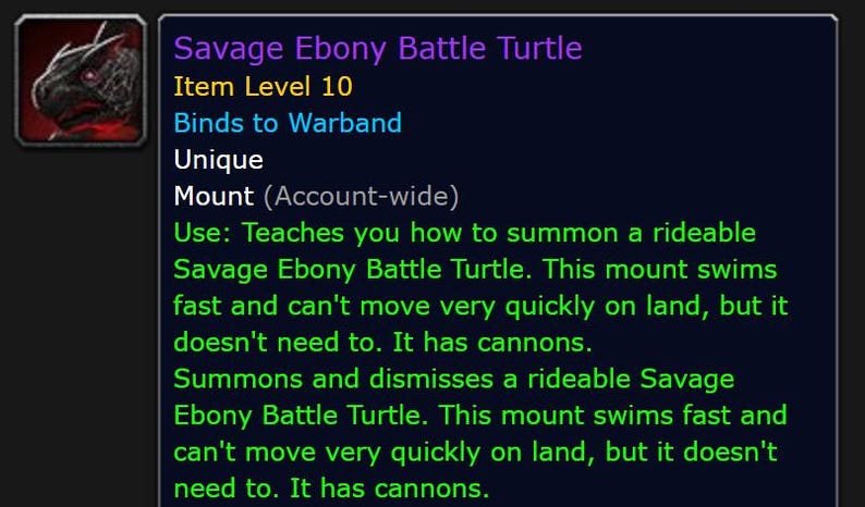 World of Warcraft DLC Wow Savage Ebony Battle Turtle Limited Edition ...