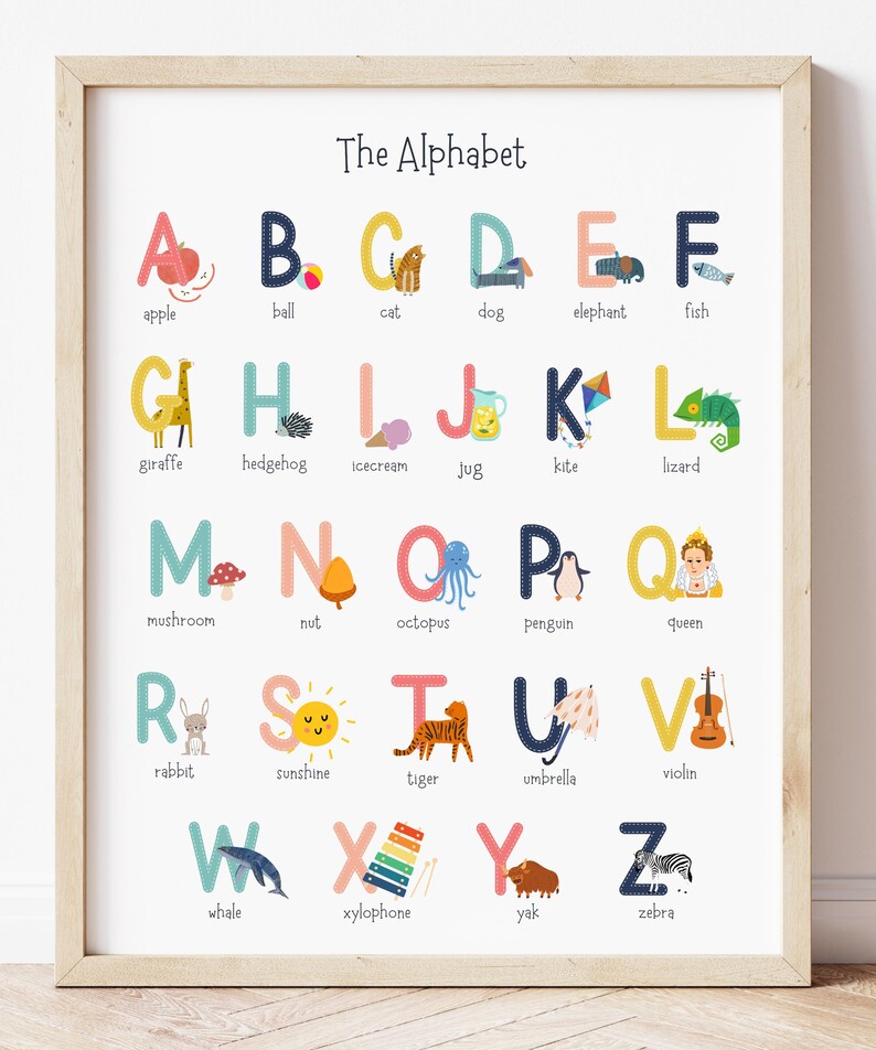 Printable Alphabet Kids Educational Wall Art Digital Download ...