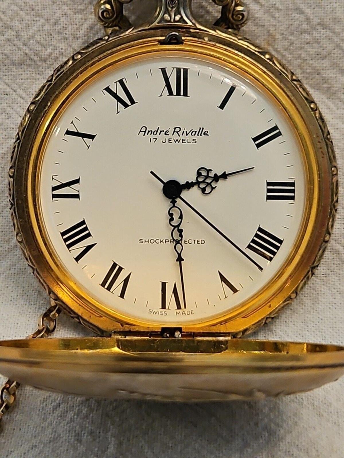 Andre Rivalle 17 Jewels Swiss Made Mechanical Wind up Pocket Watch ...