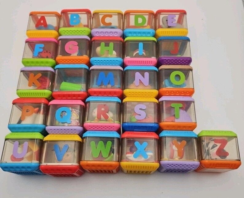 Fisher Price ALPHABET Peek A Blocks 26 Complete A-Z Letters ABC Sensory ...