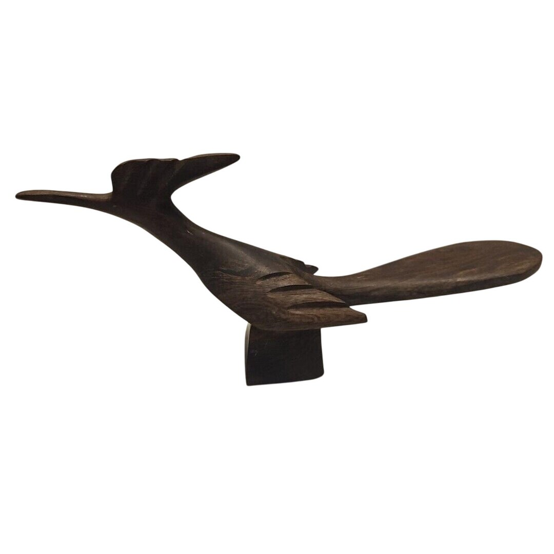 Vintage Mid Century Small Carved Wood Road Runner Statue 9” - Etsy