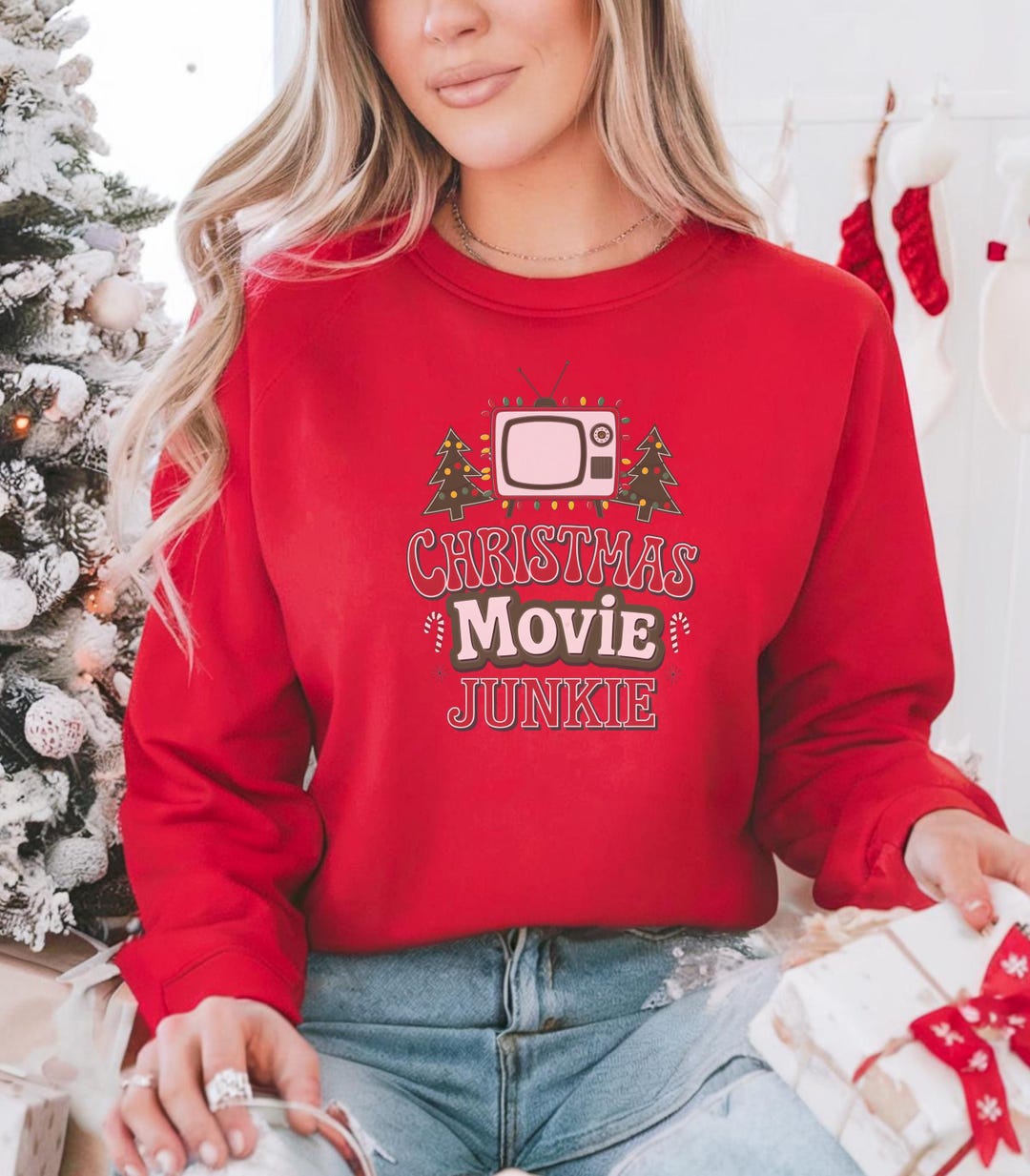 Christmas Movie Junk Unisex Sweatshirt, Holiday Film Buff Sweater ...