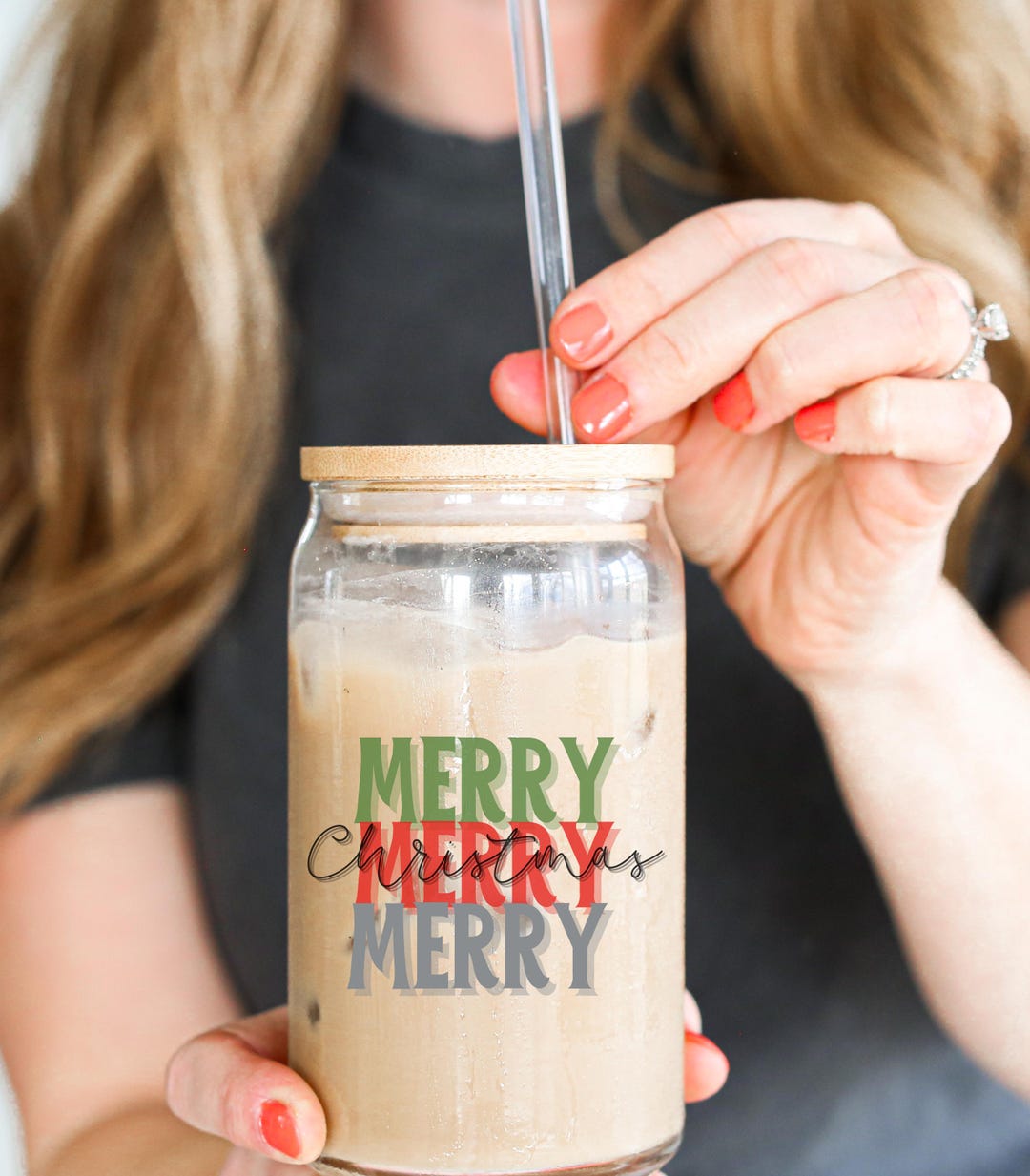 Merry Christmas Sipper Glass, Holiday Sipper Glass, Gift Sipper Glass ...