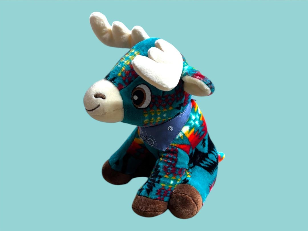 Plush Moose Toy – Native-inspired Soft Stuffed Animal With Bandana – 14 ...