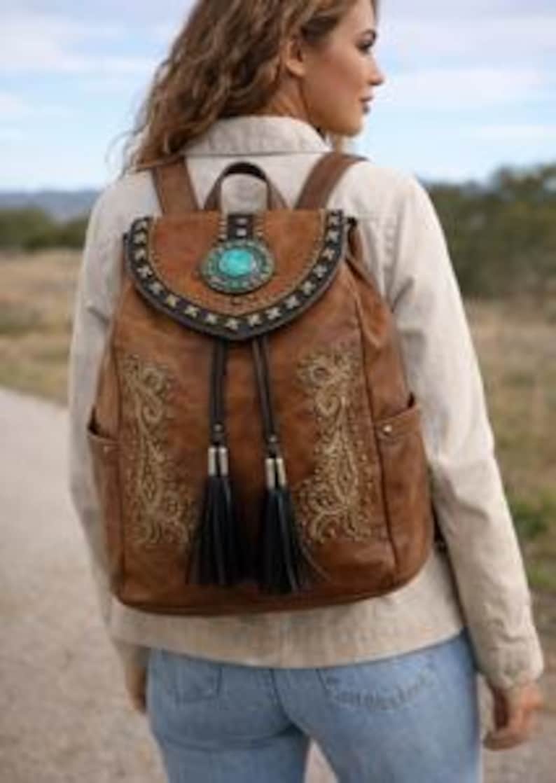 Western Tooled Leather Backpack - Etsy