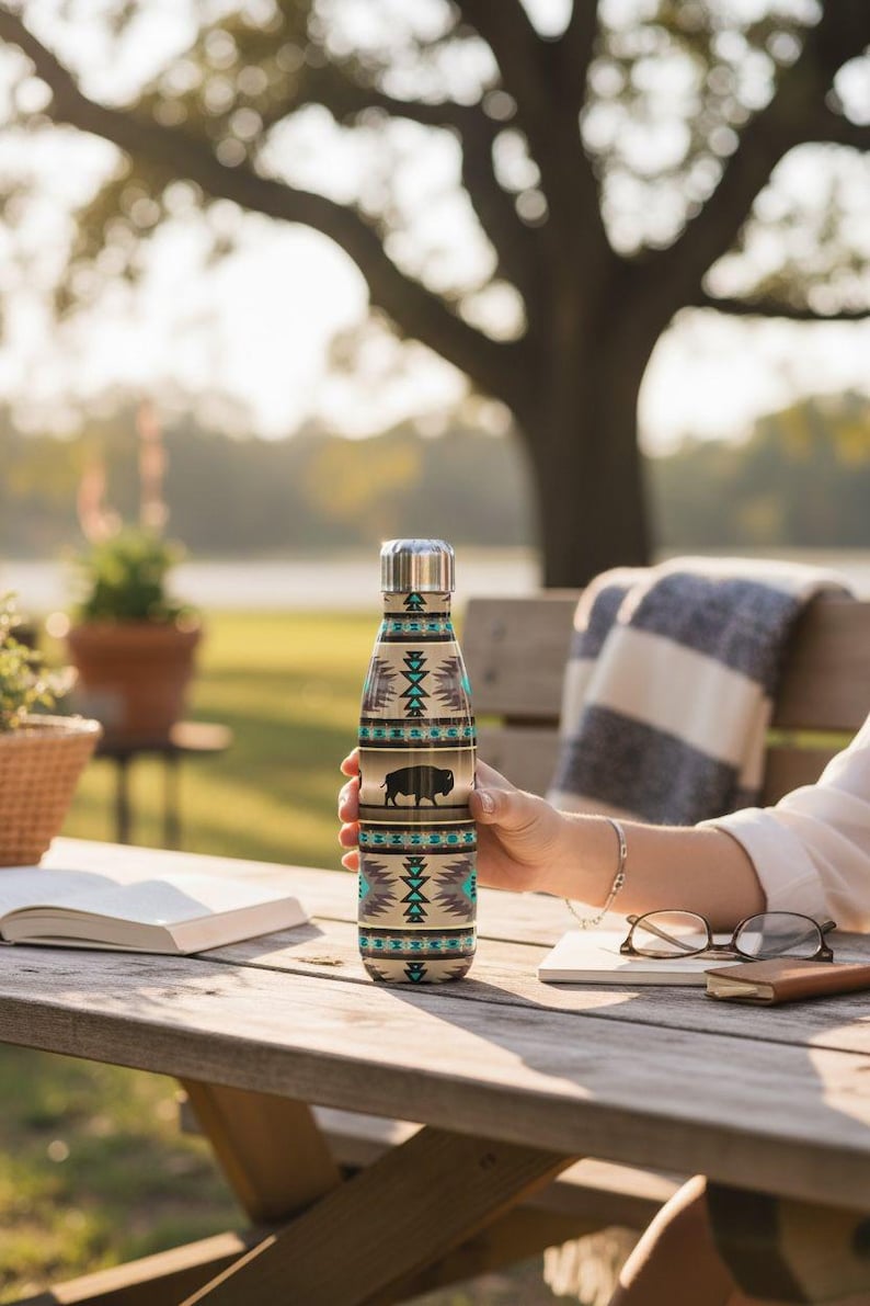 Buffalo & Aztec Pattern Stainless Steel Water Bottle , Eco-friendly ...