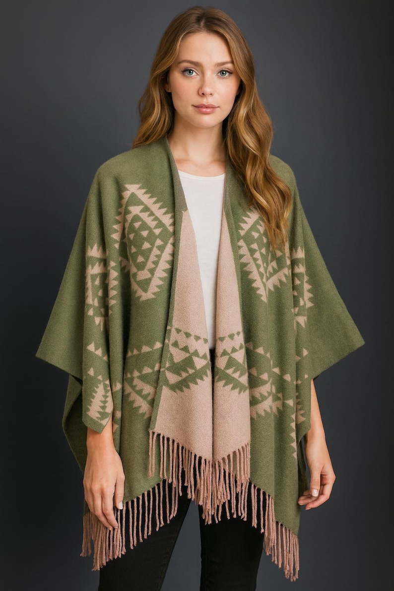 Geometric Native American Poncho: Southwestern Knit Shawl - Etsy