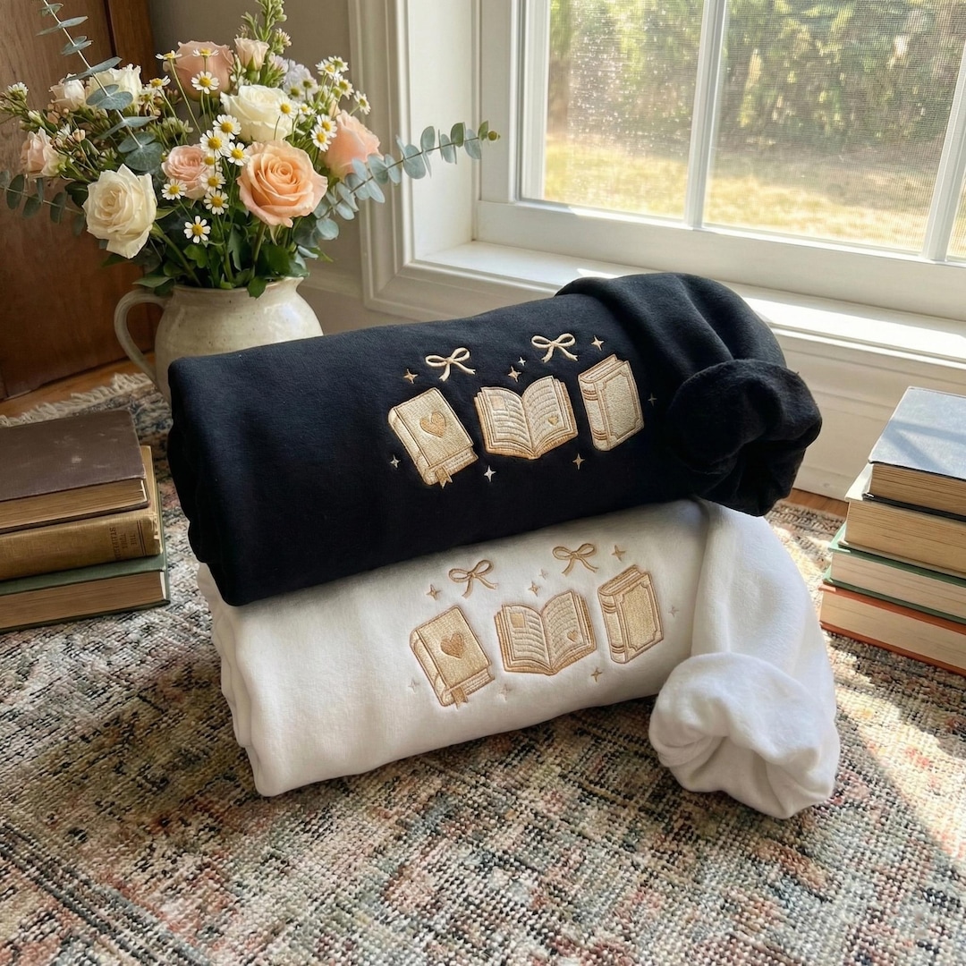 Literary Embroidered Gift Sweatshirt for Readers, Book Lover Sweatshirt ...