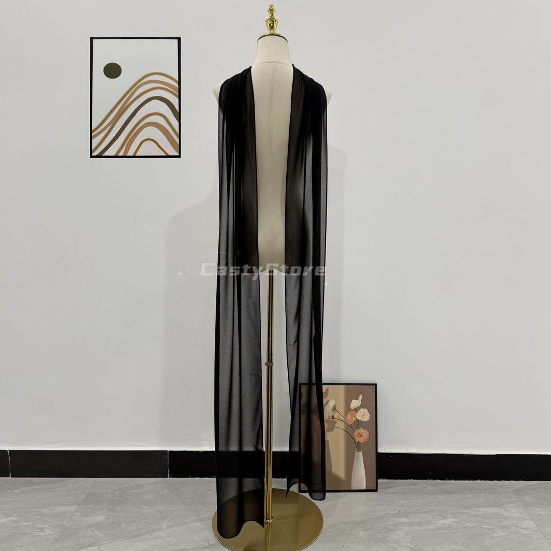 Black Chiffon Cape,plain Chiffon Shoulder Cape,custom Length Chiffon ...