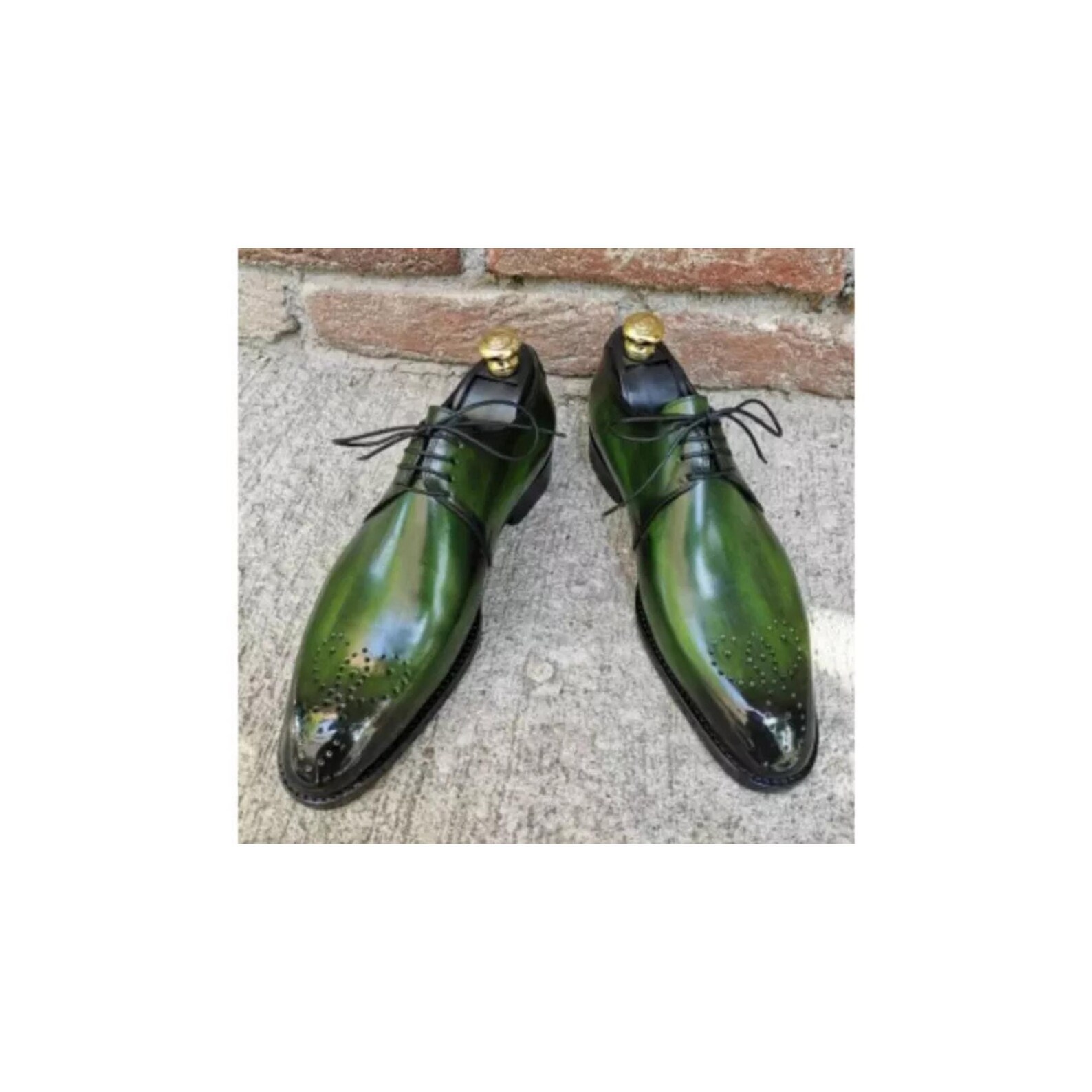 Men's Super Double Buy New Notch Top of the Line Quality Green Leather ...