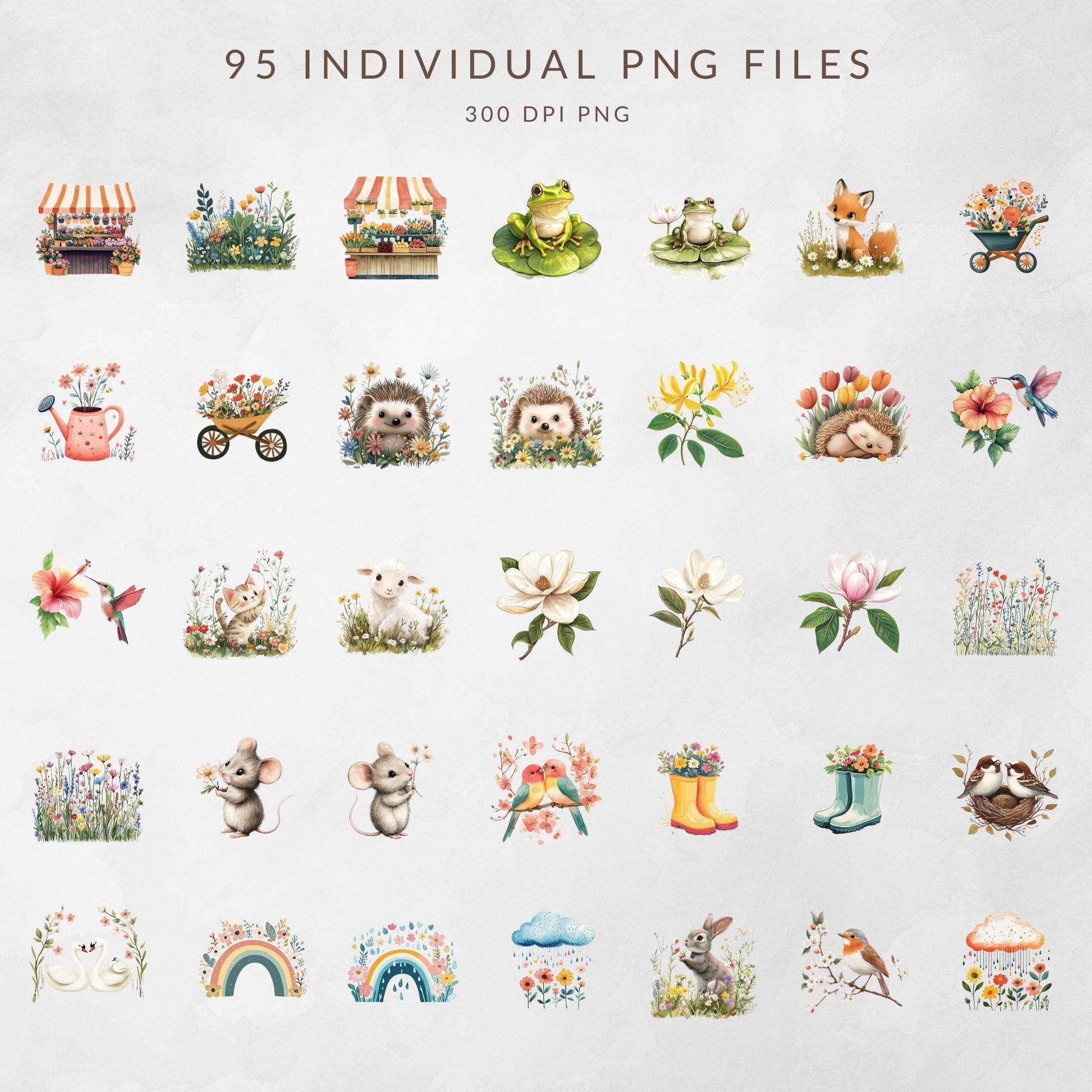 Spring Blossom Clipart Bundle | Cute Spring Clipart | Watercolor ...