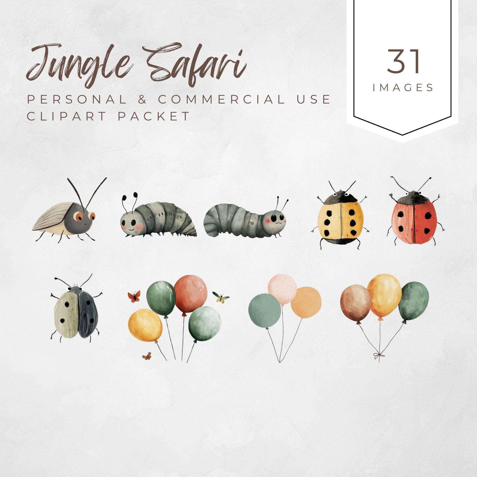 Watercolor Jungle Safari Clipart | Nursery Art | Jungle Animals Png ...