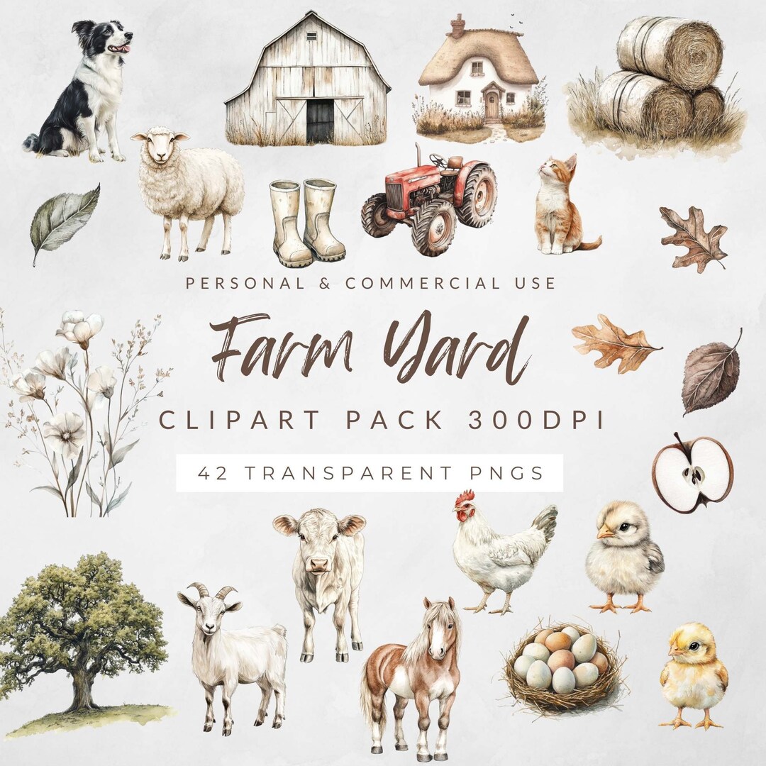 Farm Animal Clipart Set | Whimsical Watercolour Farm Illustrations ...