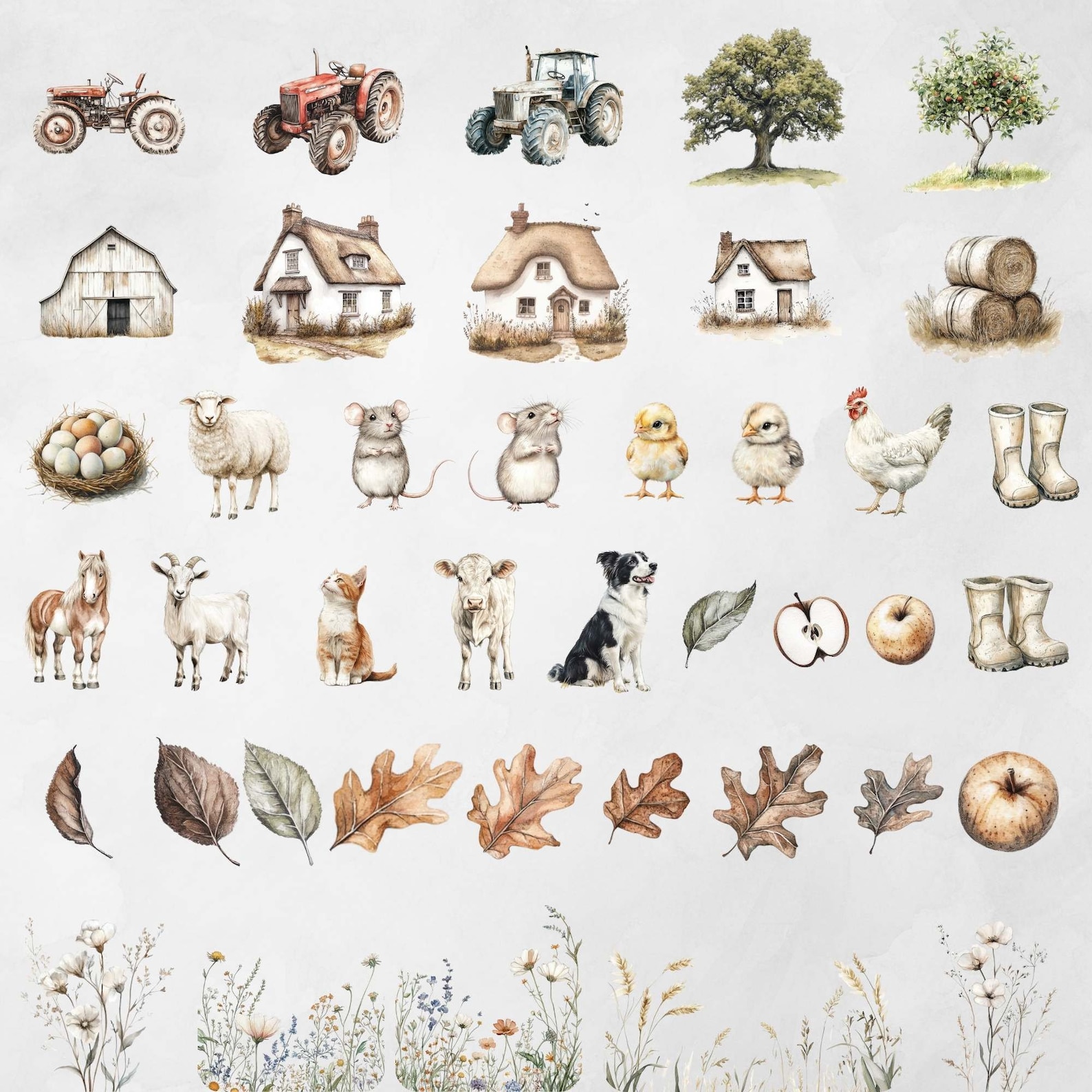Farm Animal Clipart Set | Whimsical Watercolour Farm Illustrations ...