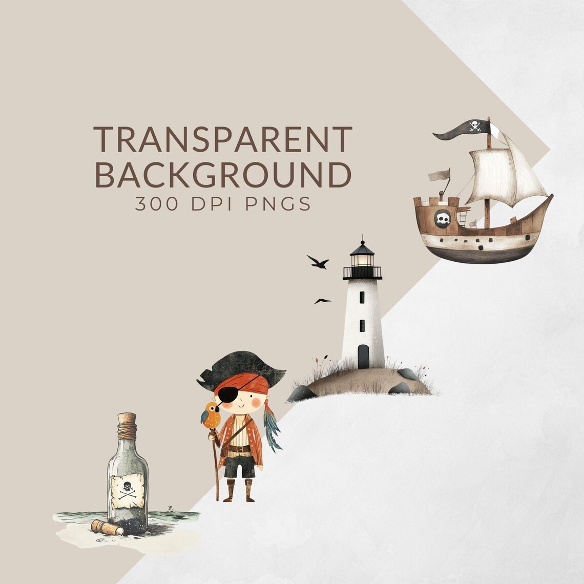 Pirate Clipart Bundle | Ahoy Me Hearties | 74 High Quality Pngs ...