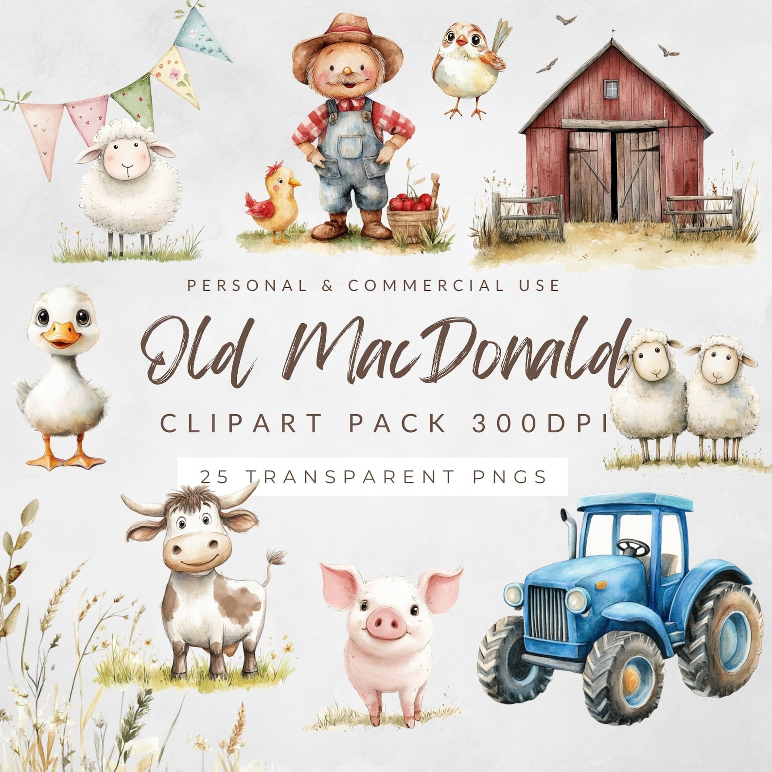 Old Macdonald Had A Farm Clipart Bundle | Sublimation PNG - Farmer ...