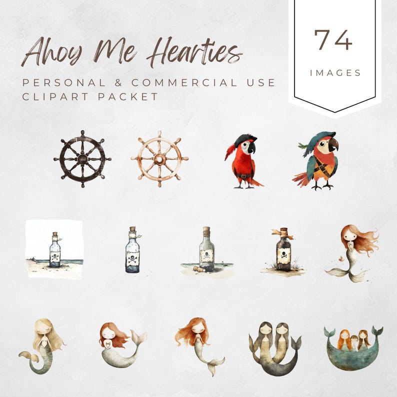 Pirate Clipart Bundle | Ahoy Me Hearties | 74 High Quality Pngs ...