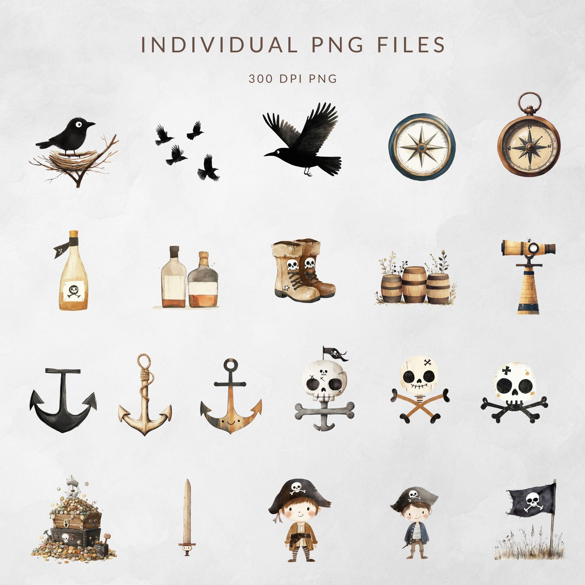 Pirate Clipart Bundle | Ahoy Me Hearties | 74 High Quality Pngs ...