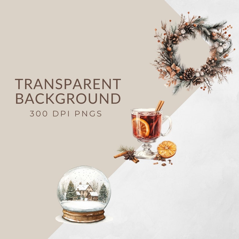 Watercolour Christmas Clipart | Cozy Holiday Bundle | Rustic Winter ...