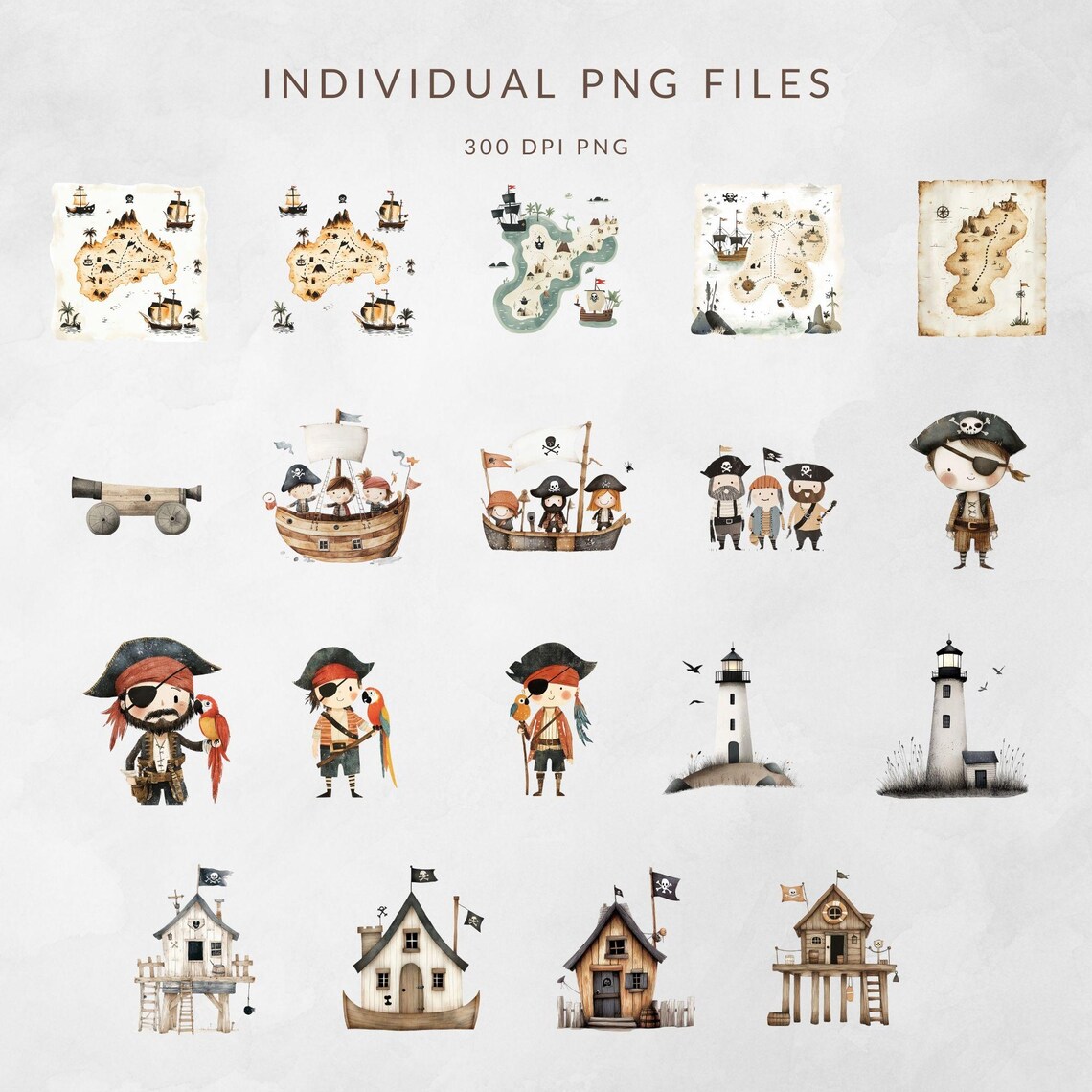 Pirate Clipart Bundle | Ahoy Me Hearties | 74 High Quality Pngs ...