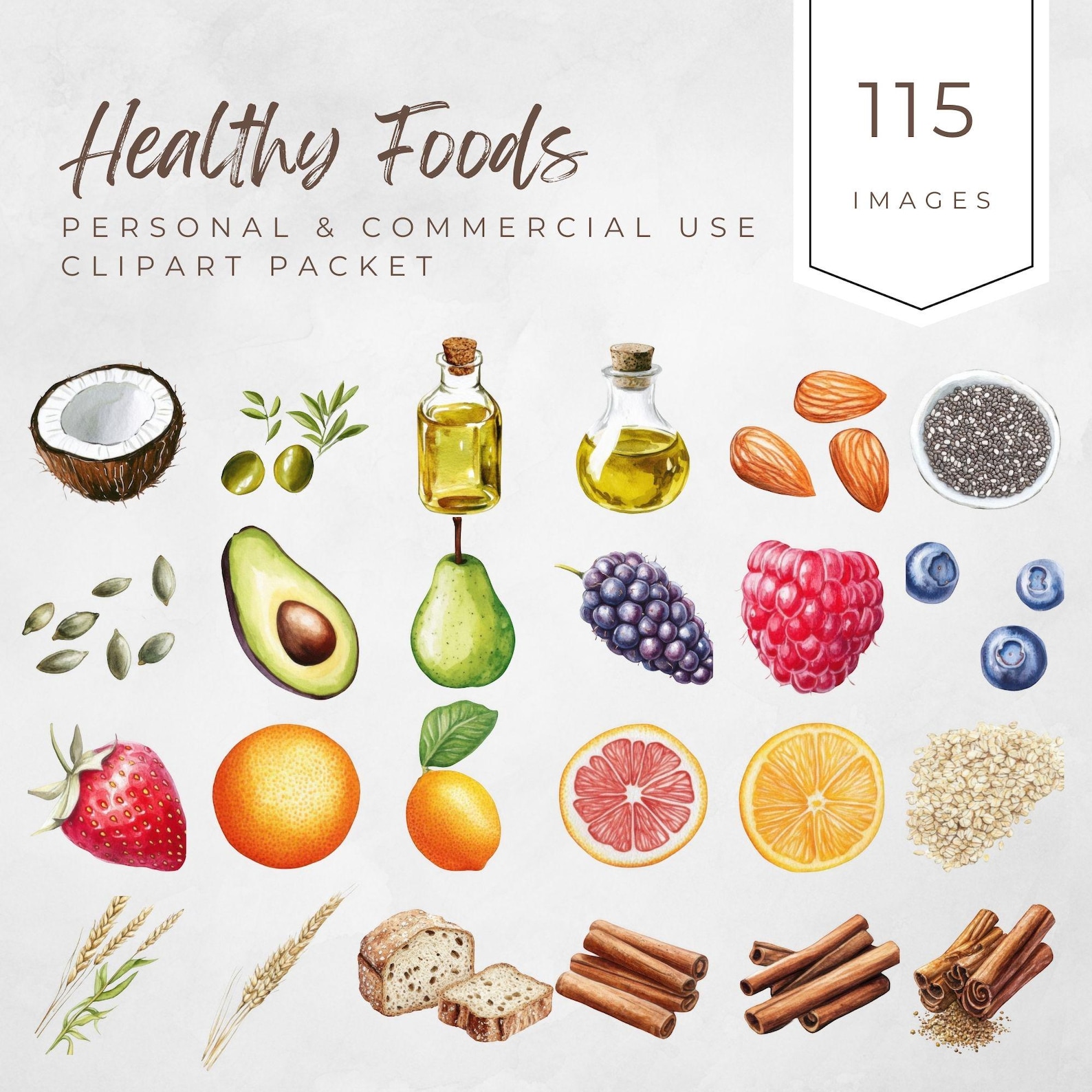 Healthy Food Clipart | Watercolor Fruit and Vegetable | Healthy Food ...