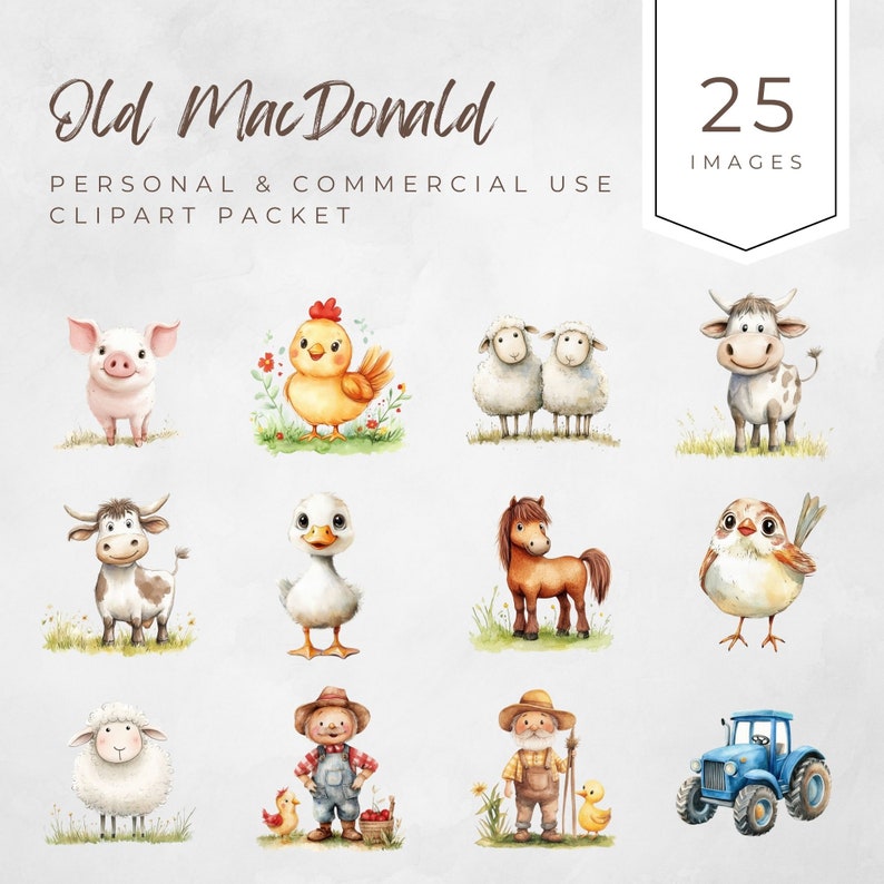 Old Macdonald Had A Farm Clipart Bundle | Sublimation PNG - Farmer ...