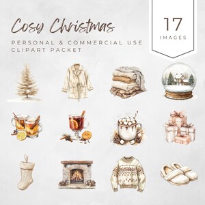 Watercolour Christmas Clipart | Cozy Holiday Bundle | Rustic Winter ...