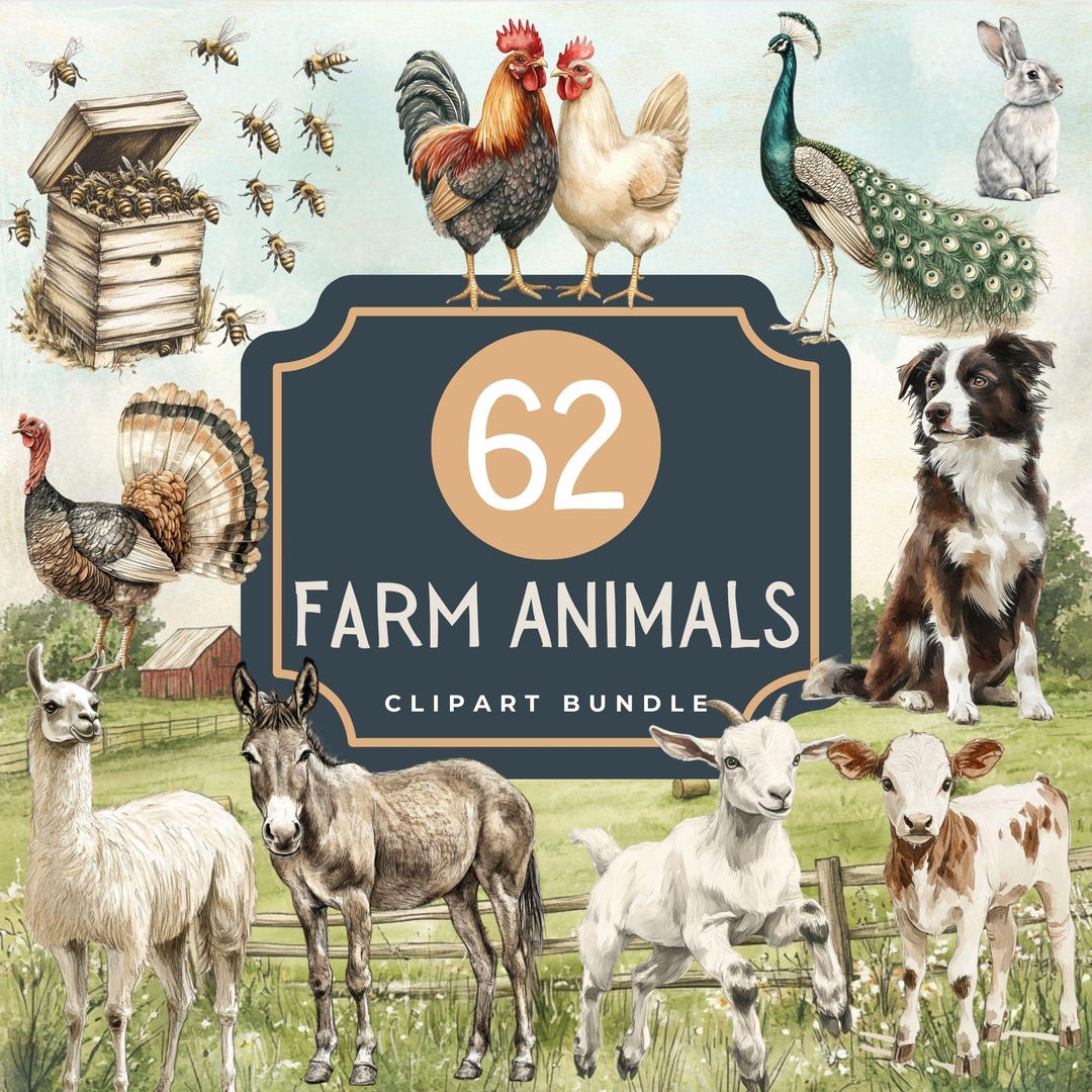 Farm Animal Clipart Set | Whimsical Watercolour Farm Illustrations ...