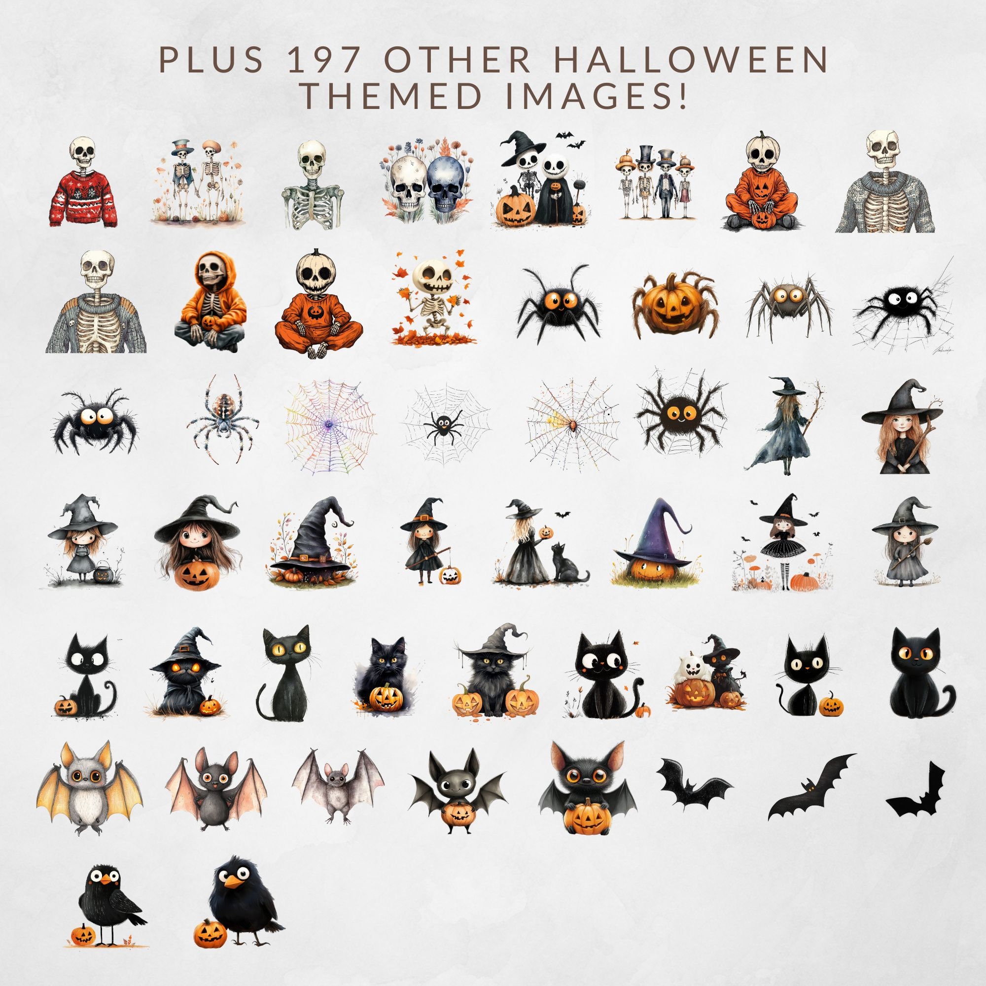Halloween Clipart | Cute Ghosts, Pumpkins, Bats, Zombies, Cats, Potions ...