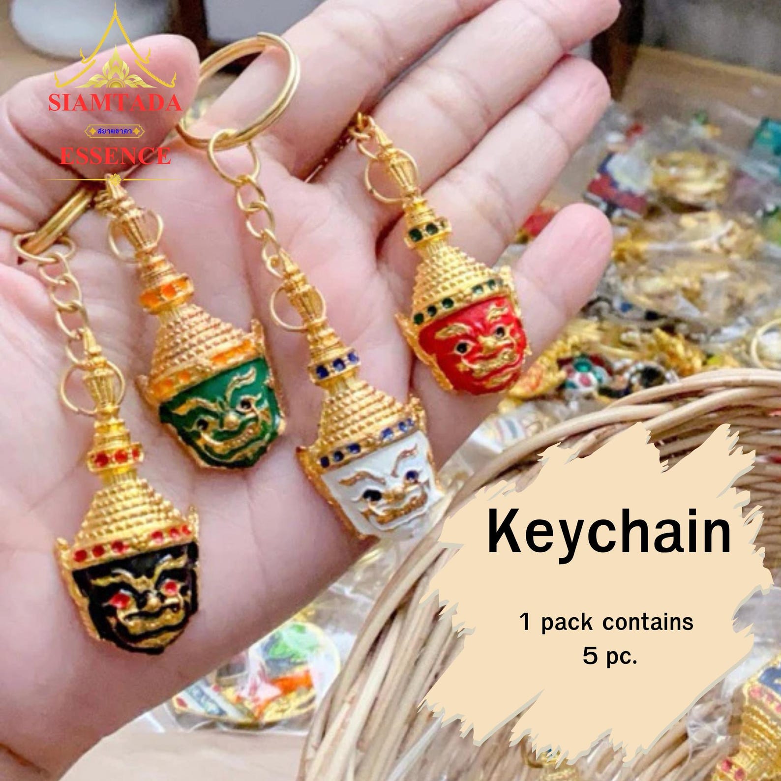 Ramayana Keychain Set (5 Pieces), Thai Version, Souvenirs From Thailand ...