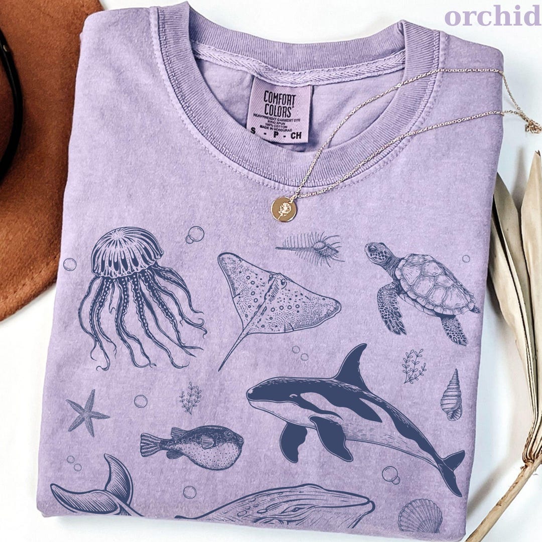 Comfort Colors® Sea Animals 90s Vintage Style Tshirt, Retro Comfort ...