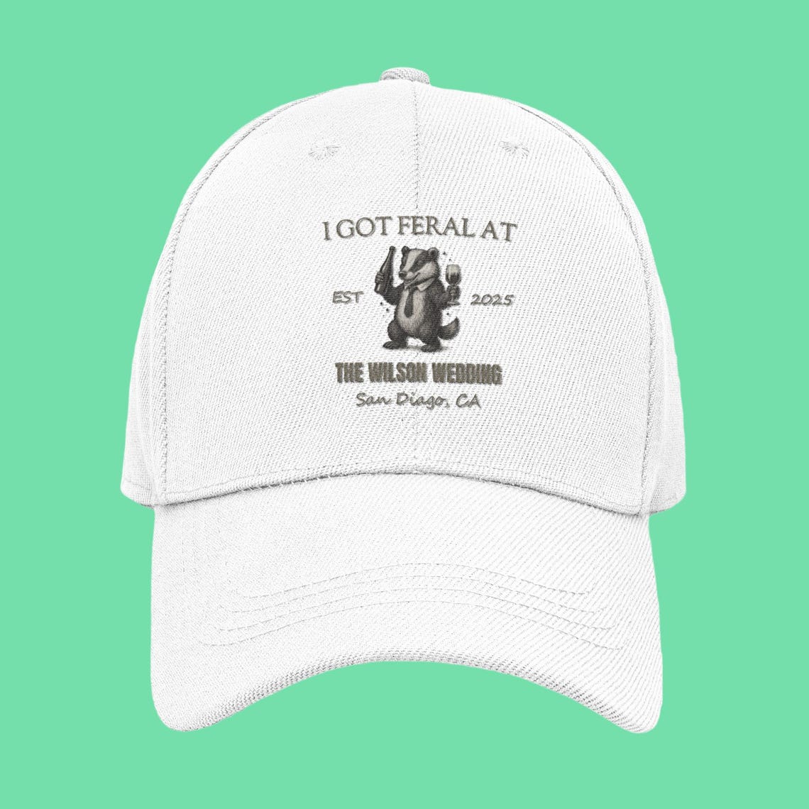 Custom Wedding Toss Hat, Personalized Feral Badger Guest Hat, Funny I ...