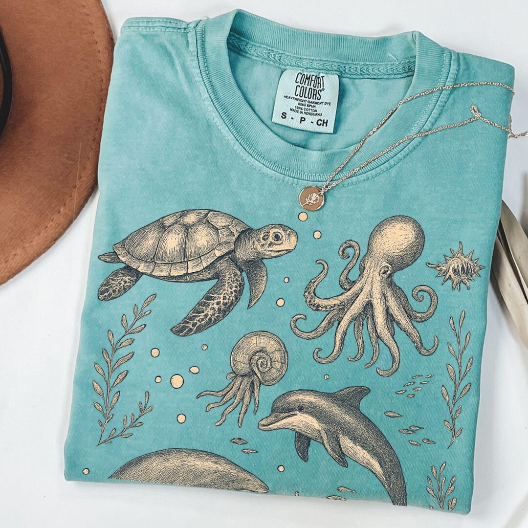 Sea Animals 90s Vintage Style Tshirt, Retro Comfort Colors® Y2K Ocean ...