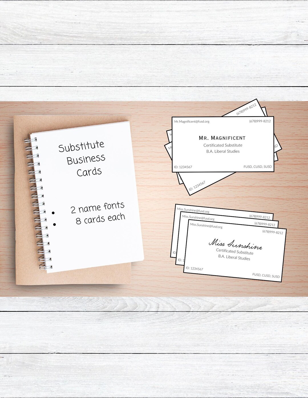 Substitute Business Cards Classroom Necessities Teacher Memos Sub ...