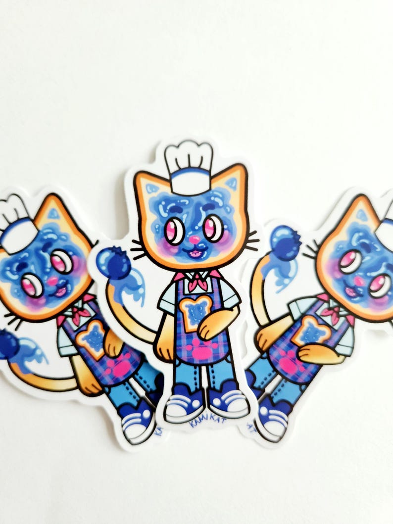 Jam Toast Bread Cat Sticker | Vinyl Sticker, Die-cut Sticker, Cute ...