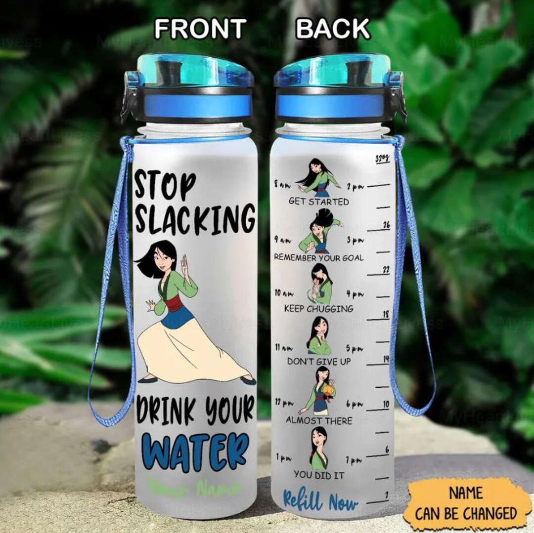 Mulan Drink Your Water 32oz Water Tracker Bottle, Mulan Sport Bottle ...