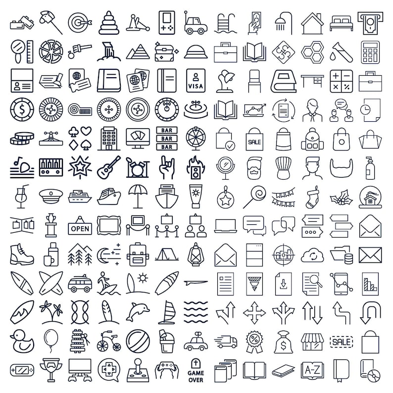 1000 Icons Bundle SVG PNG EPS, Editable Vector Set (digital Download ...