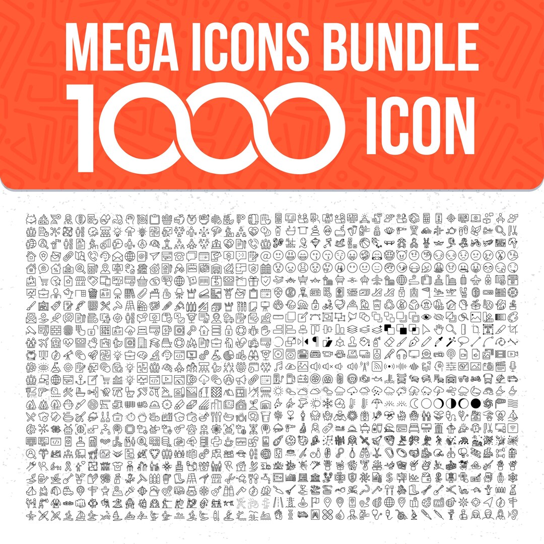 Icons SVG, PNG, PDF Mega Bundle - 1,000 Icons, Icons Canva, Linear ...