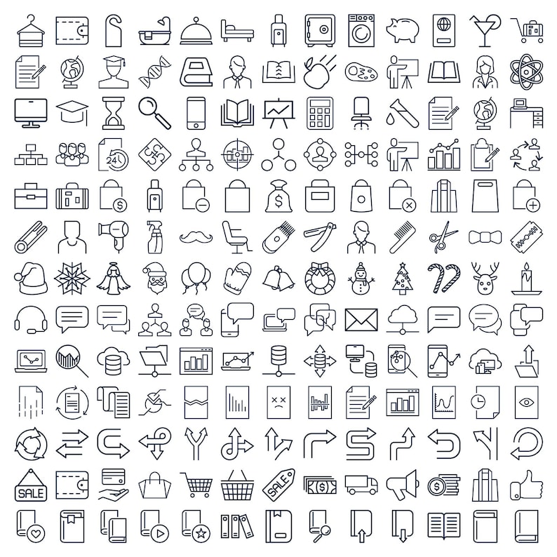 1000 Icons Bundle SVG PNG EPS, Editable Vector Set (digital Download ...