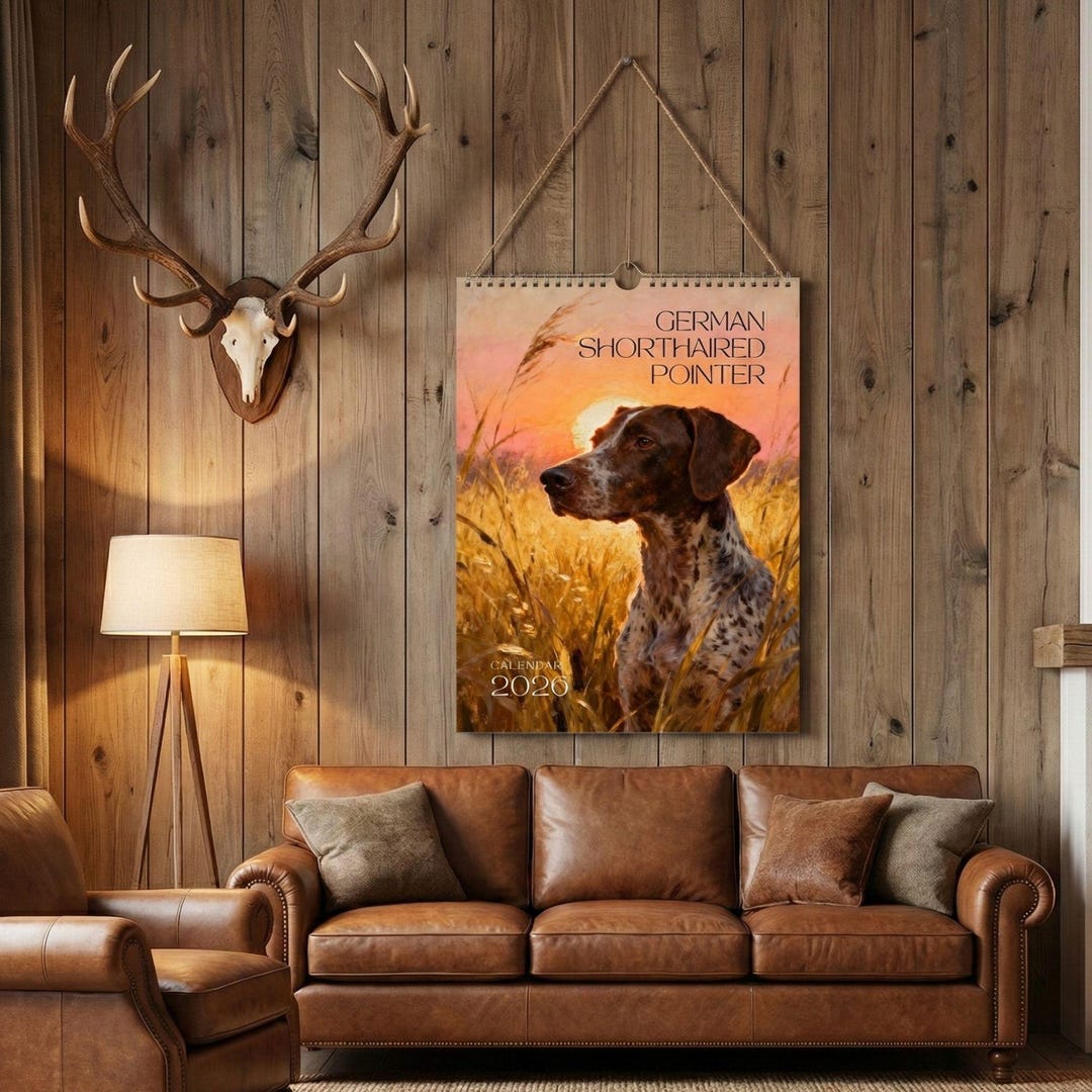 Vintage German Shorthaired Pointer Calendar, Rustic Hunting Decor ...