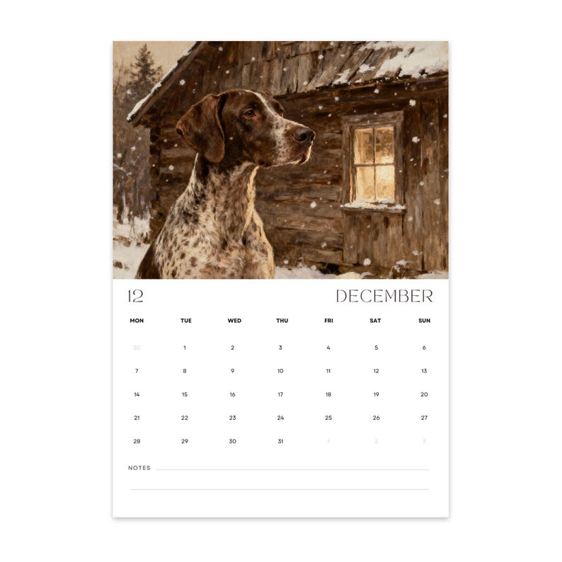 Vintage German Shorthaired Pointer Calendar, Rustic Hunting Decor ...