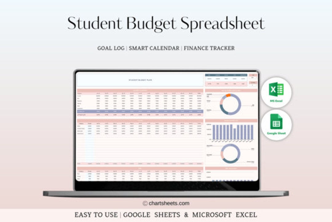 Student Planner Spreadsheet Template Google Sheet | Blush Pink ...