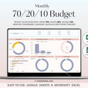 MONTHLY BUDGET Spreadsheet: EXCEL Monthly Budget Template | Expense ...