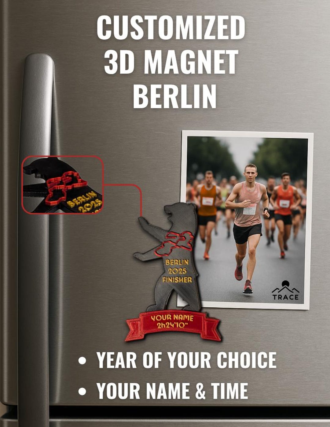 Berlin Marathon 3D Route Magnet | Runner Gift | Personalized Race ...
