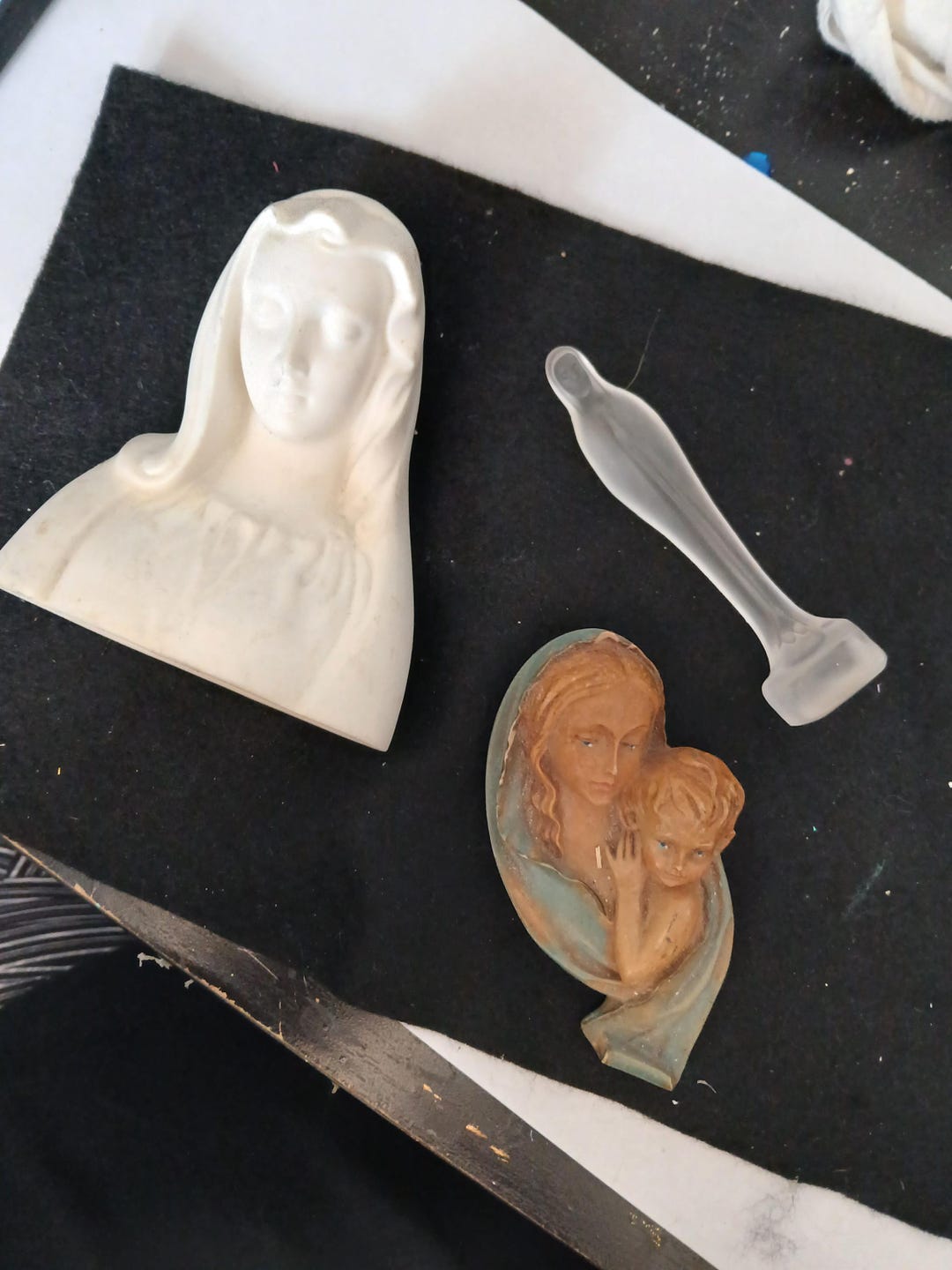 3 Mary Religious Figurines Statues Vintage Small Pretty Faces No Damage ...
