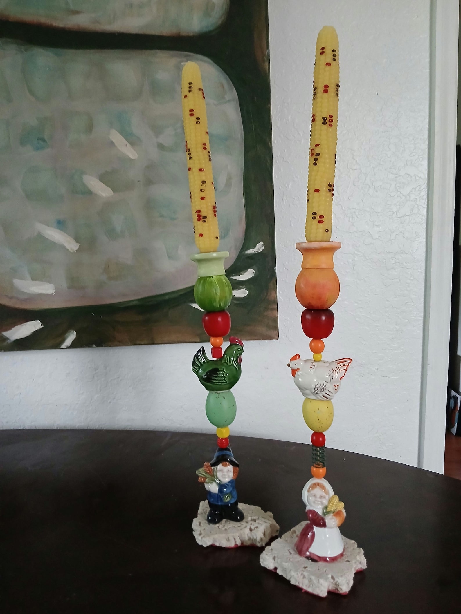 Vintage Thanksgiving Candlestick: Pilgrim & Chicken Salt Pepper Shaker ...