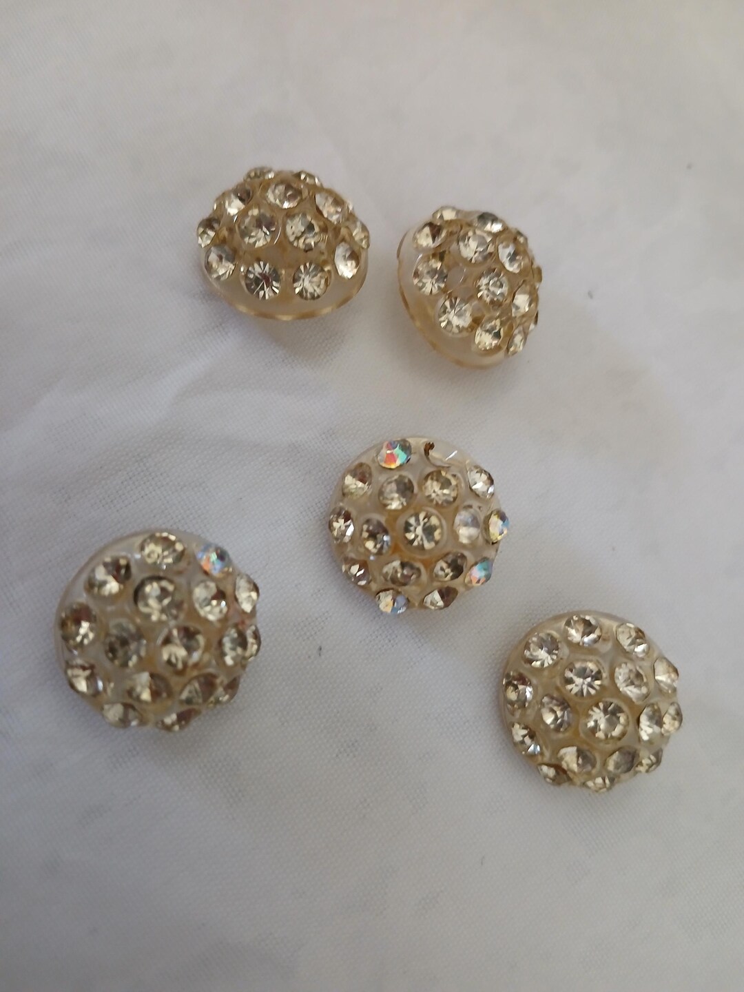 Vintage Crystal Rhinestone Buttons: Metal Shank, Jewelry Making (5 Pcs ...