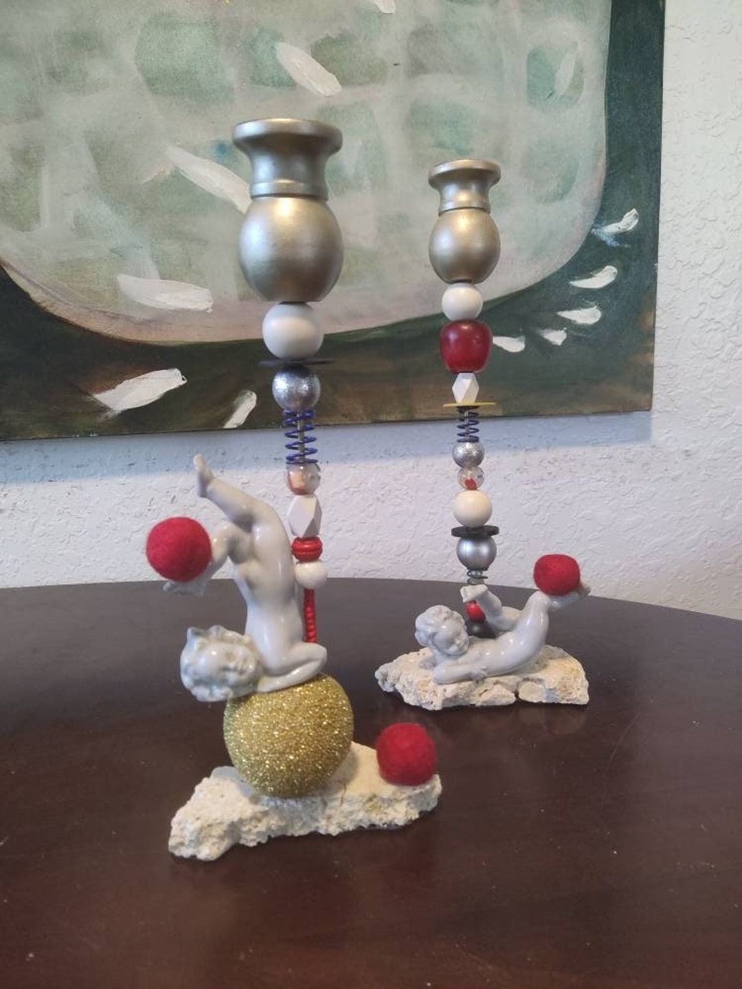 Vintage Playful Kids Candlesticks Whimsical Vintage Figurines ...